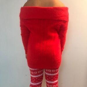 Moda International | Sweaters | Red Off Shoulder Angora Sweater | Poshmark
